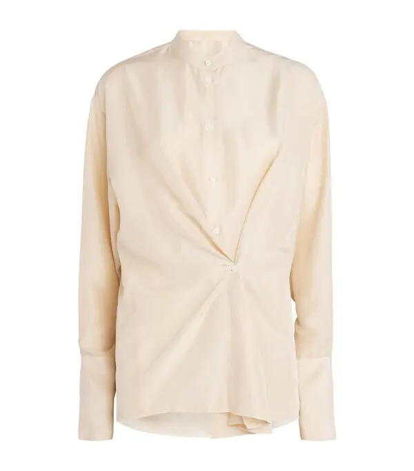 Max & Co. Silk Collarless Pintuck Shirt