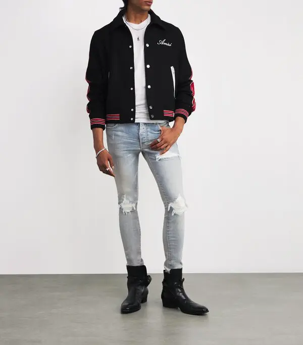 Amiri Suede Straight Mx1 Jeans - Blue