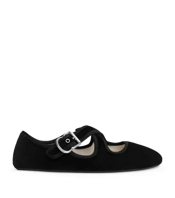 Alaïa Suede Criss-cross Ballet Flats