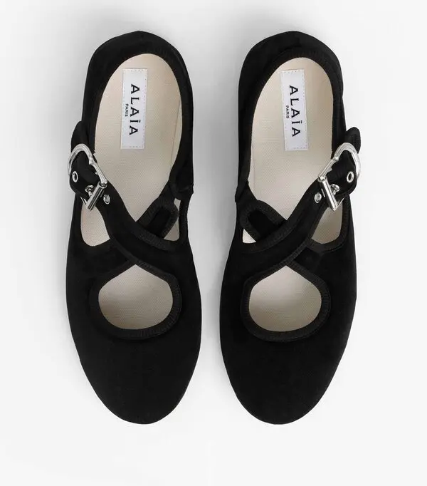 Alaïa Suede Criss-cross Ballet Flats