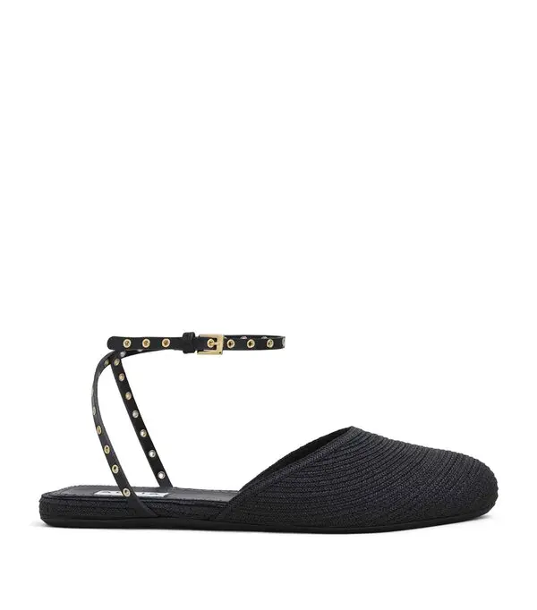 Alaïa Raffia And Leather Espadrilles - Black
