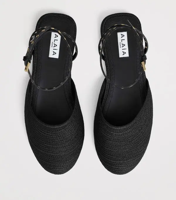 Alaïa Raffia And Leather Espadrilles - Black
