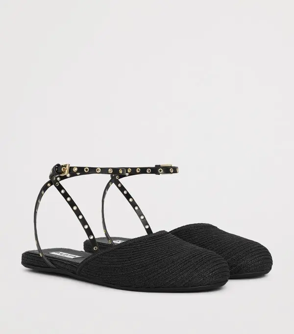 Alaïa Raffia And Leather Espadrilles - Black