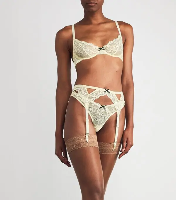 vac-u-tech electric penis pump Honey Birdette Mia Buttercup Yellow Floral Embroidered Garter Belt Suspender  XL