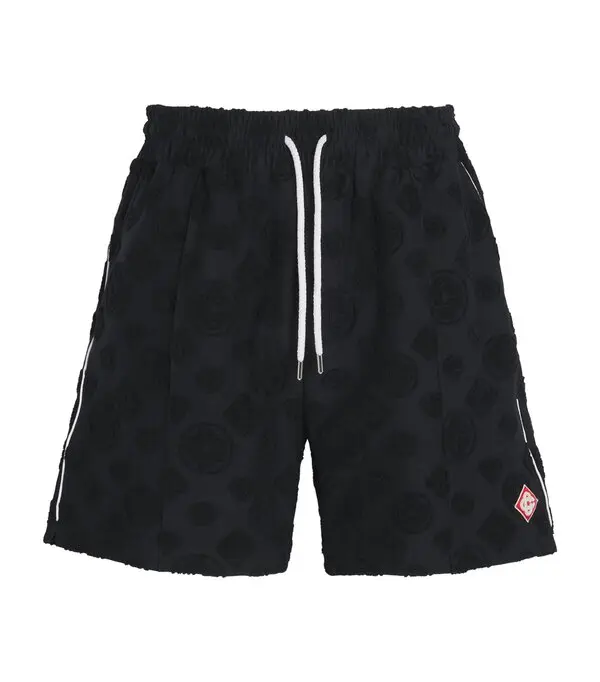 Casablanca Towelling Monogram Shorts - Black