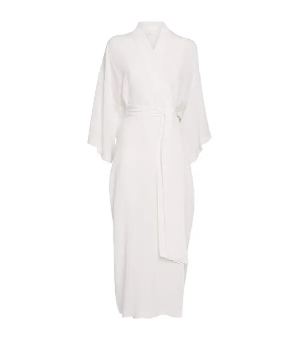 Olivia Von Halle Silk Queenie Long Robe - Ivory