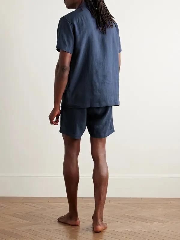 Derek Rose Sicily 1 Linen Pyjama Set - Blue