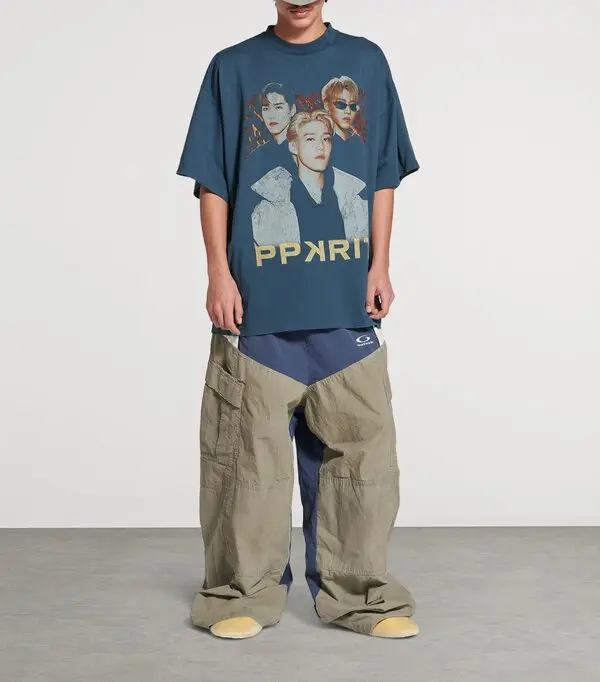 Balenciaga Cotton Pp Krit Oversized T-Shirt - Blue | Editorialist
