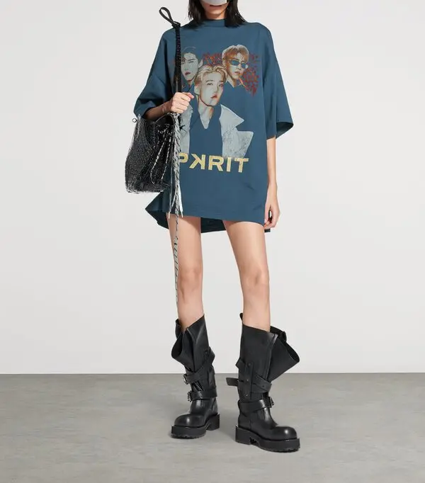 Balenciaga Cotton Pp Krit Oversized T-Shirt - Blue | Editorialist