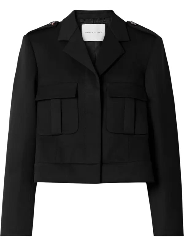 Veronica De Piante Birdie Cropped Wool-blend Twill Jacket