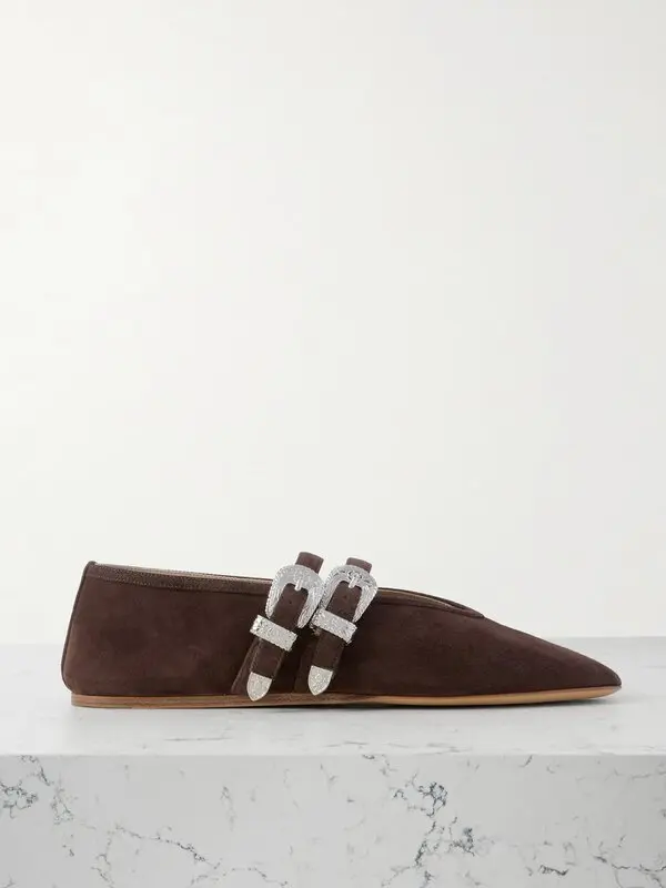 Le Monde Beryl Claudia Suede Mary-jane Ballet Flats - Brown