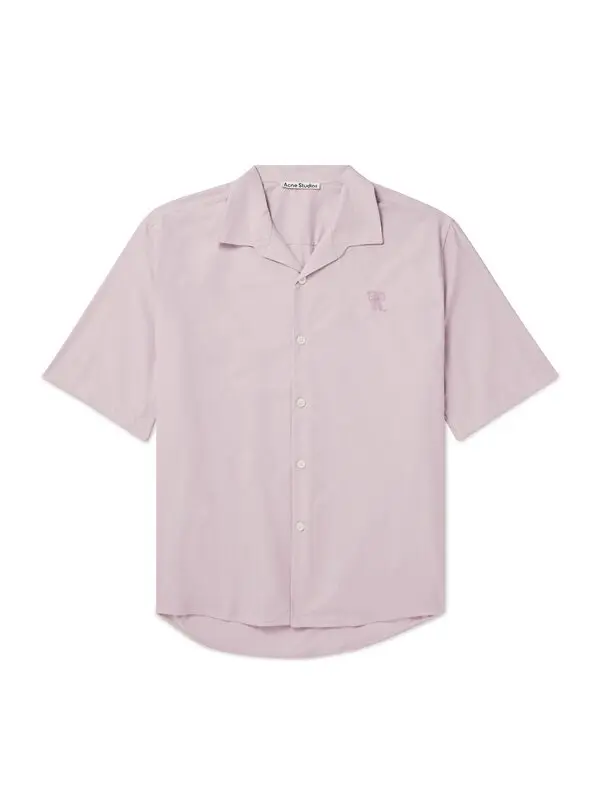 Acne Studios Solon Oversized Camp-collar Embroidered Cotton-piqué Shirt - Purple