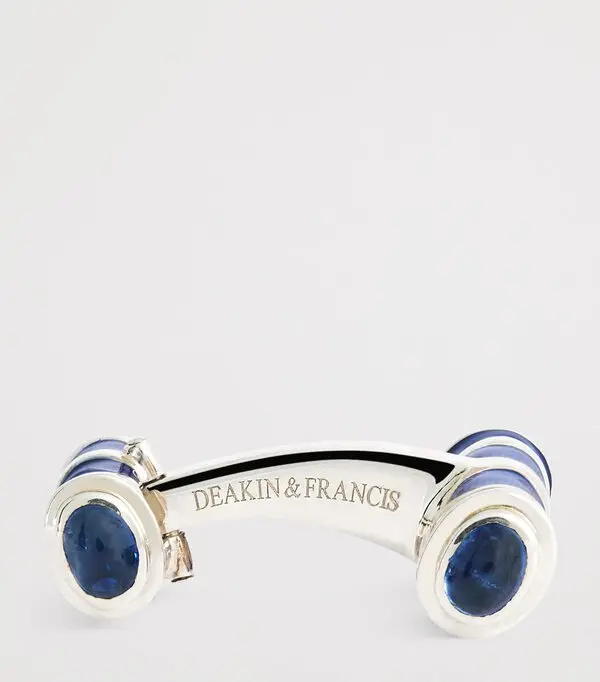 DEAKIN & FRANCIS Sterling Silver And Sapphire Cufflinks