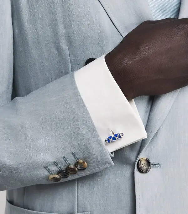 DEAKIN & FRANCIS Sterling Silver And Sapphire Cufflinks