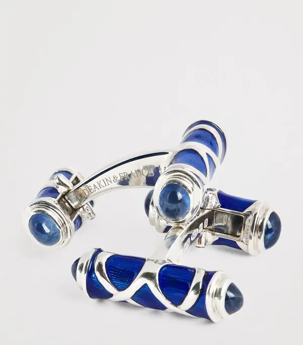 DEAKIN & FRANCIS Sterling Silver And Sapphire Cufflinks
