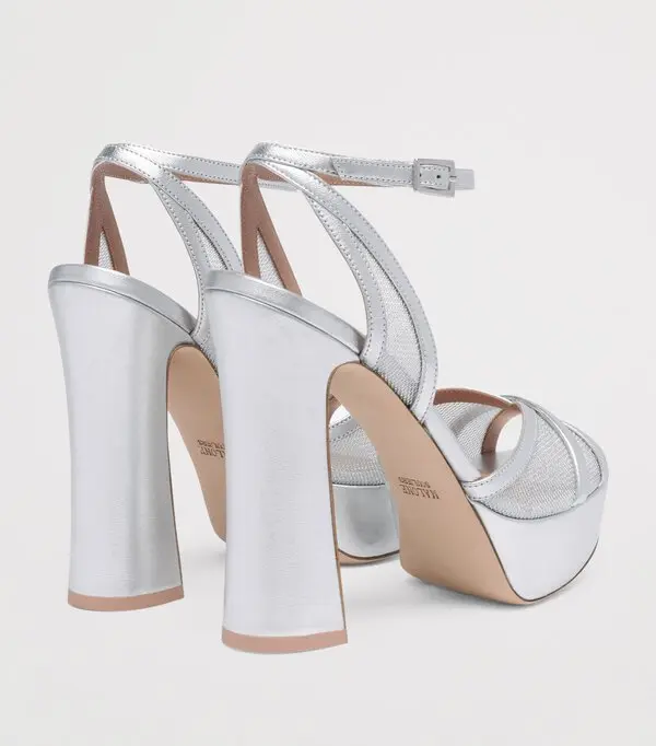MALONE SOULIERS Metallic Mesh Sylvie Platform Sandals 125 - Silver