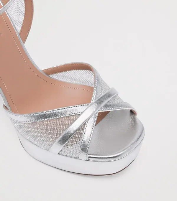 MALONE SOULIERS Metallic Mesh Sylvie Platform Sandals 125 - Silver