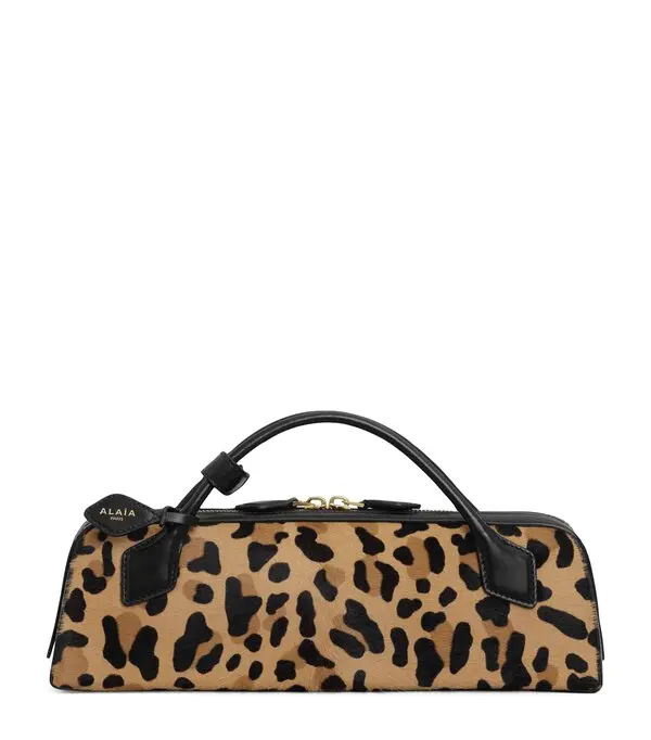 Alaïa Leather Leopard Print Le Teckel Clutch - Brown