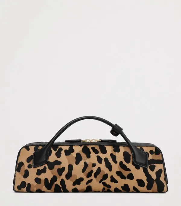 Alaïa Leather Leopard Print Le Teckel Clutch - Brown