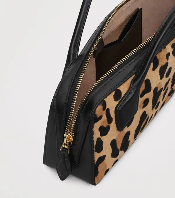 Alaïa Leather Leopard Print Le Teckel Clutch - Brown
