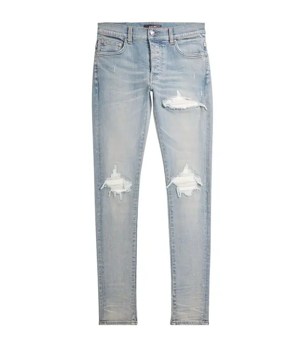 Amiri Suede Straight Mx1 Jeans - Blue