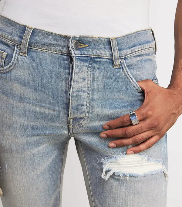 Amiri Suede Straight Mx1 Jeans - Blue