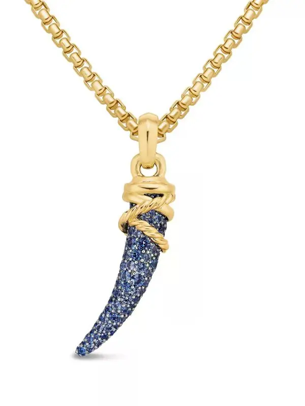 David Yurman 18kt Yellow Gold Tusk Amulet With Sapphires - Blue