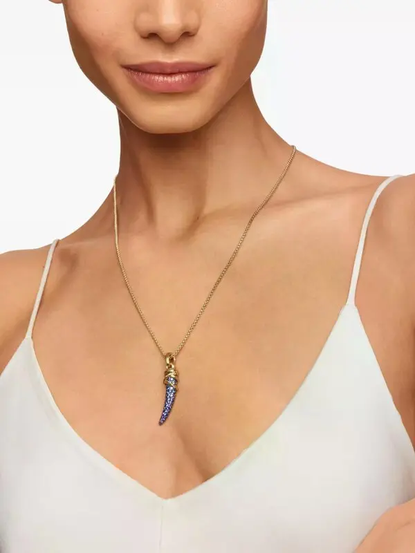 David Yurman 18kt Yellow Gold Tusk Amulet With Sapphires