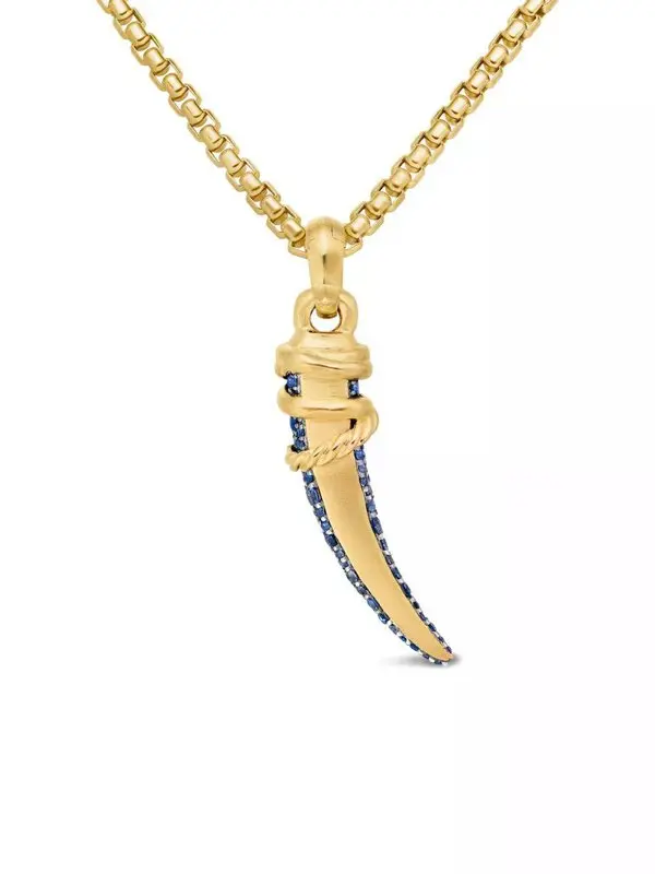 David Yurman 18kt Yellow Gold Tusk Amulet With Sapphires