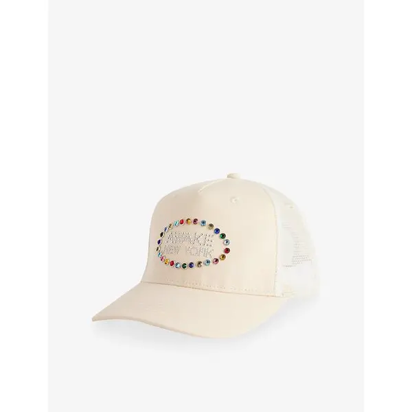 AWAKE NY Gem-studded Cotton Trucker Hat - Ivory