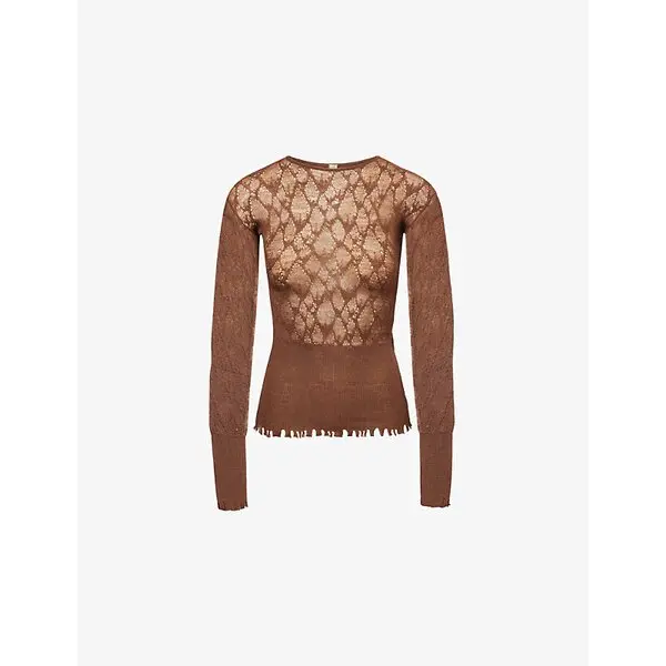 OUDE WAAG Lace Fine-knit Wool Top