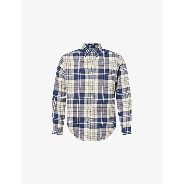 Polo Ralph Lauren Check-pattern Long-sleeve Cotton Shirt - Cream/navy