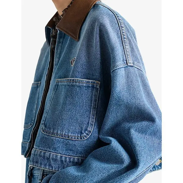 Prada Contrast-collar Cropped Denim Jacket