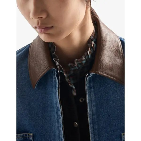 Prada Contrast-collar Cropped Denim Jacket