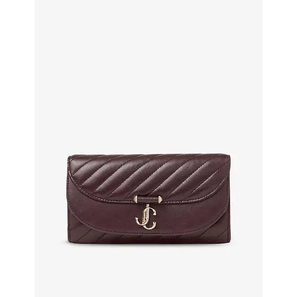 JIMMY CHOO Curve Quilted Leather Wallet-on-chain - Deep Merlot/gold