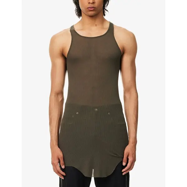 Rick Owens Basic Rib Sleeveless Woven Top - Bosco
