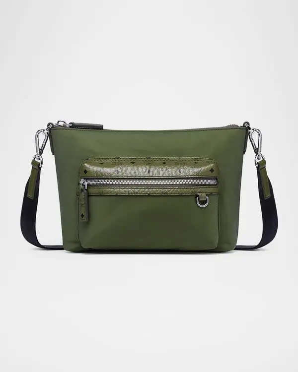 Mcm Aren Small Nylon Crossbody Bag - Khaki Moss