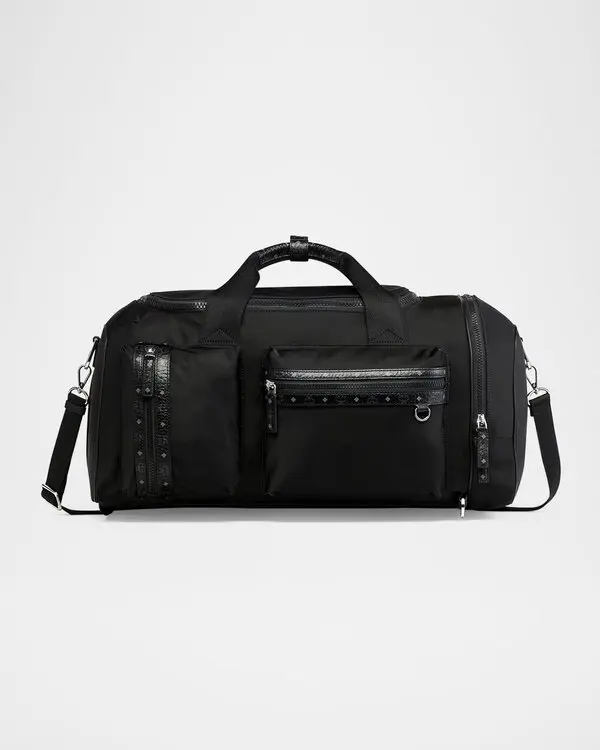Mcm Ottomar X-large Nylon Weekender Bag - Black