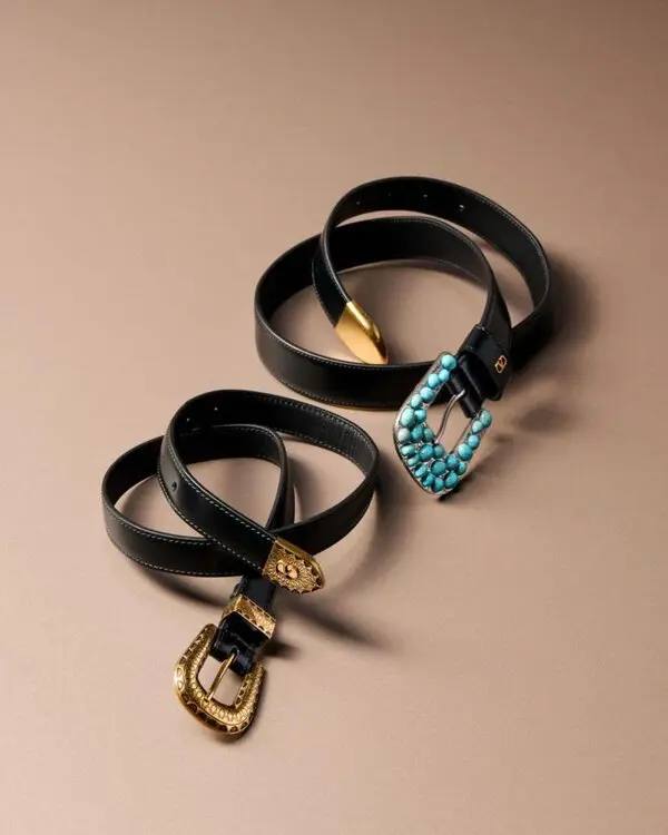 Valentino Garavani Vlogo Signature Brushed Leather Belt - Nero
