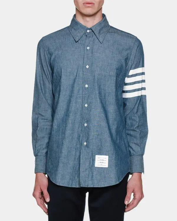 Thom Browne Chambray Long-sleeve Shirt - Blue