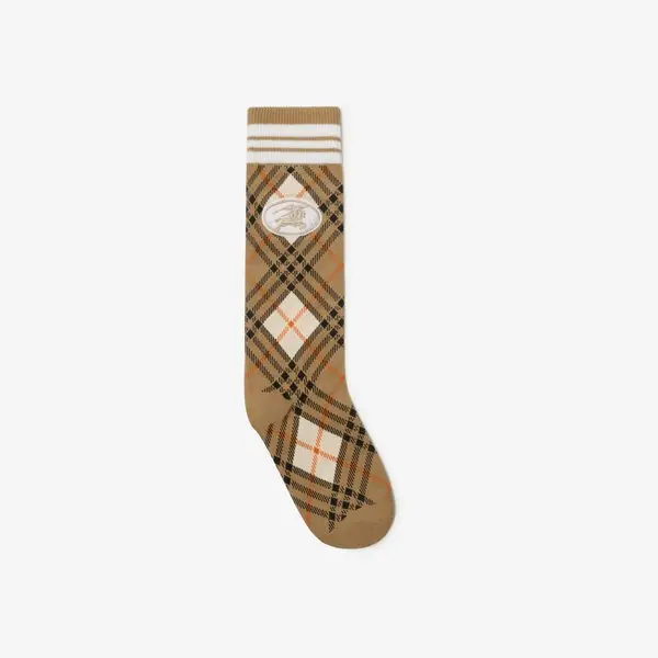 Burberry Argyle Check Stretch Cotton Blend Socks - Biscuit Beige