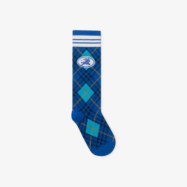 Burberry Argyle Check Stretch Cotton Blend Socks - Hyacinth