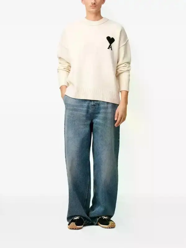 Ami De Coeur Crew Neck Wool Sweater - Neutrals