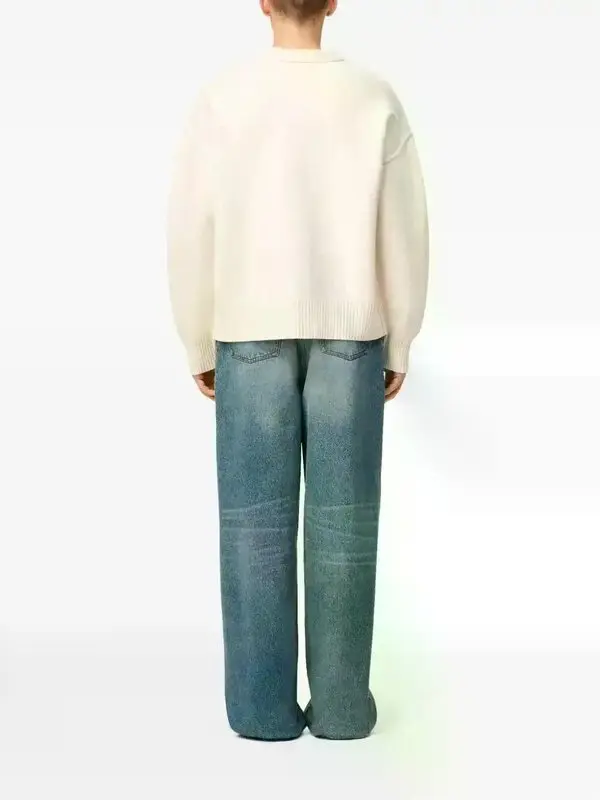 Ami De Coeur Crew Neck Wool Sweater - Neutrals