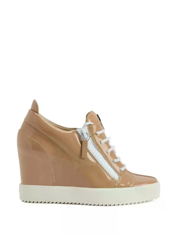 GIUSEPPE ZANOTTI Addy Patent Leather Wedge Trainers - Neutrals