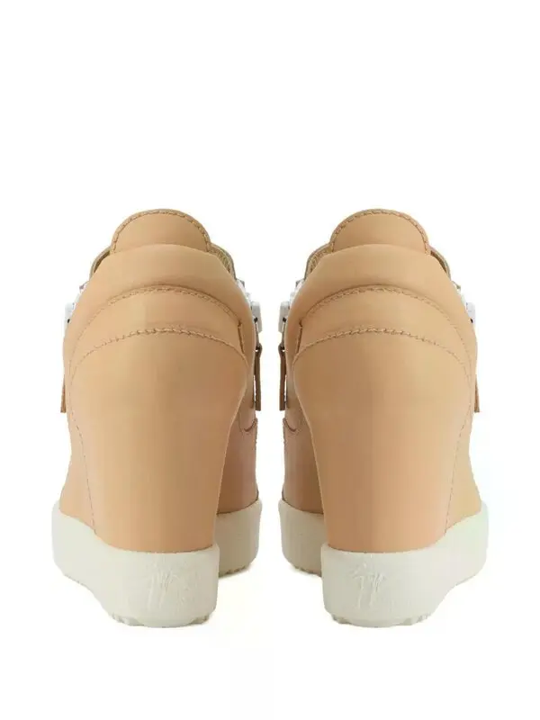 GIUSEPPE ZANOTTI 75mm Wedge Zip-detail Low-top Sneakers - Neutrals