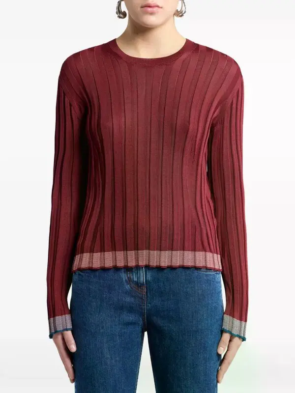 Etro Ribbed-knit Sweater With Embroidered Detail