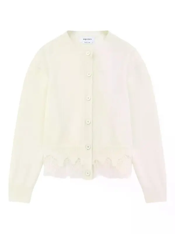 Alexander McQueen Lace-trimmed Wool-cashmere Cardigan