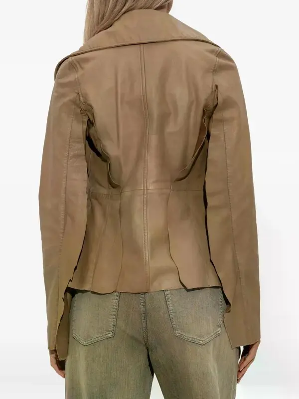 DIESEL® Button-fastening Flared Leather Jacket