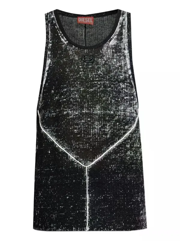 DIESEL® K-rick Embroidered-detail Linen Top - Black